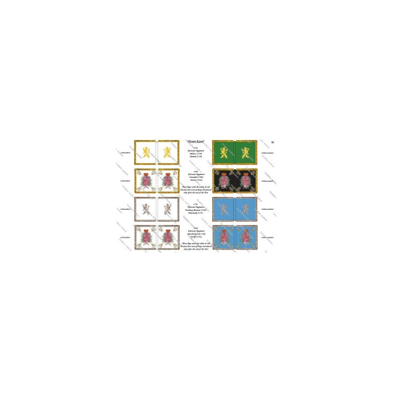 Hessen-Kassel Army: Flags to Print (13 plates)