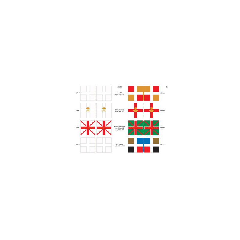 French Army - Garde + Infantry: Flags to Print (28 plates)