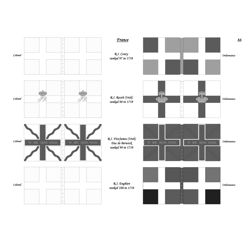 French Army - Garde + Infantry: Flags to Print (28 plates)