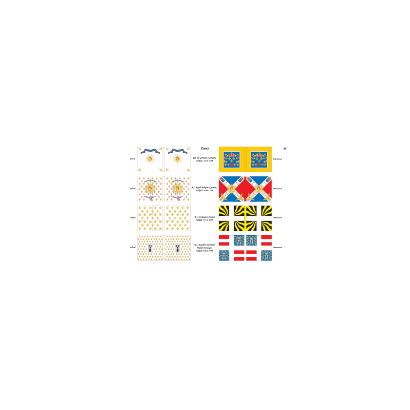 French Army - Garde + Infantry: Flags to Print (28 plates)